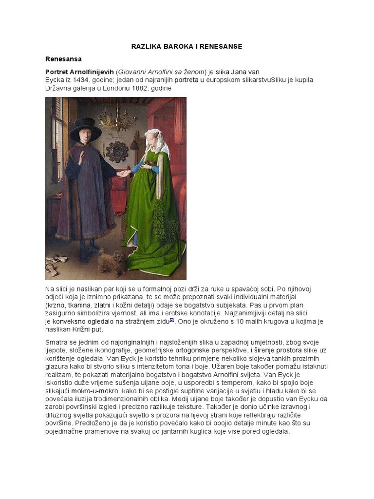 RAZLIKA BAROKA I RENESANSE U Slikarstvu | PDF
