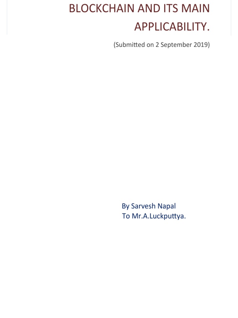 Blockchain and Its Main Applicability | PDF | Internet Of Things | Business