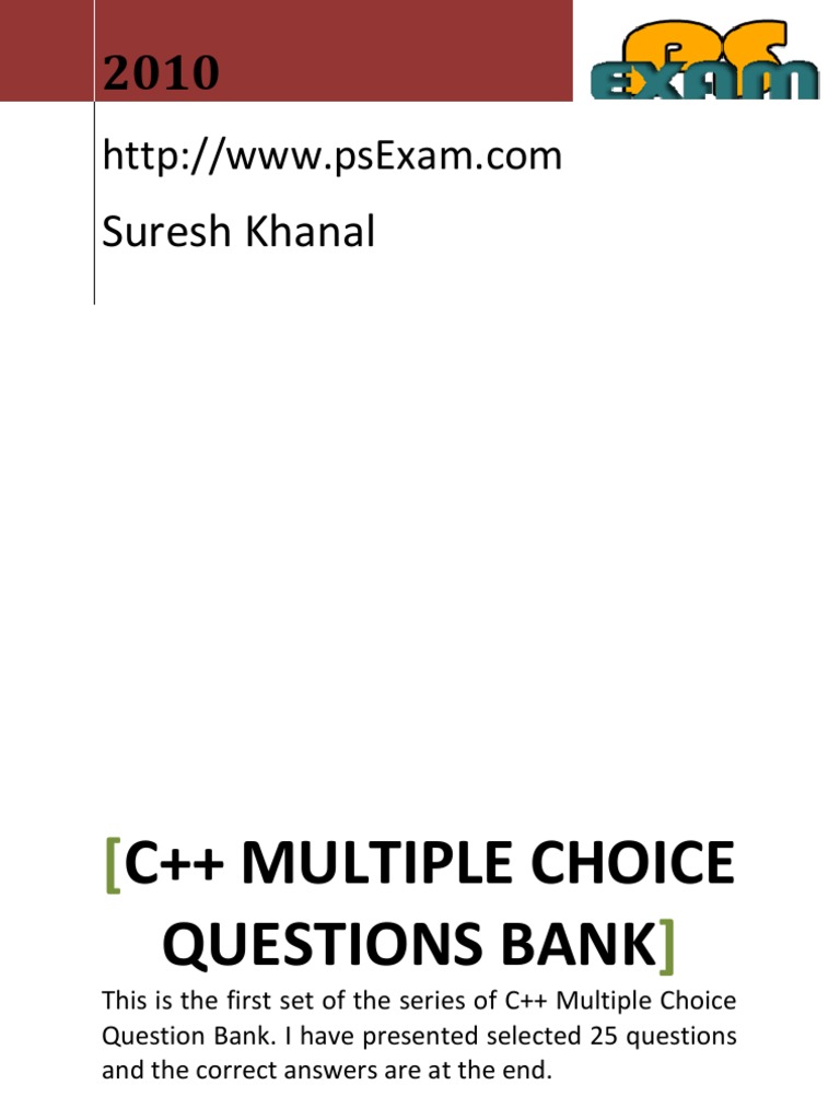 MCQ C Plus Plus First Set | PDF | C (Programming Language) | Control Flow