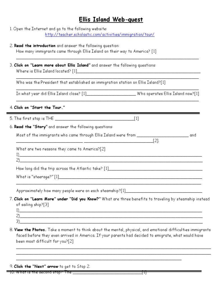 Ellis Island Webquest | PDF | Foreign Language Studies