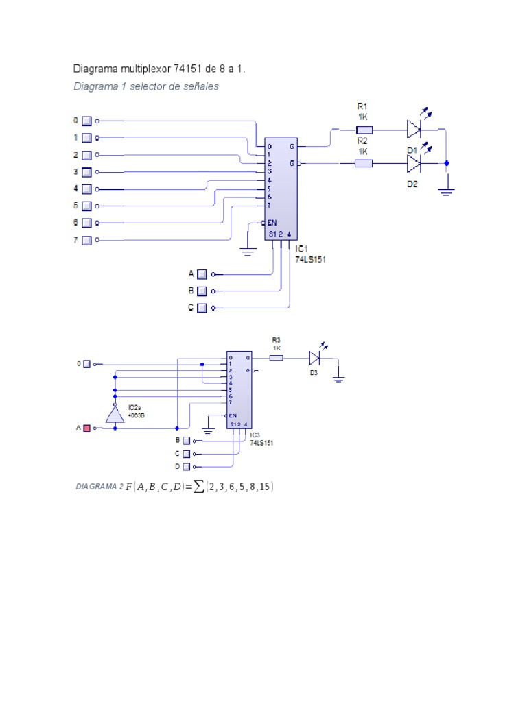 Diagrama Multiplexor 74151 de 8 A 1 | PDF | Electrónica | Ingenieria ...