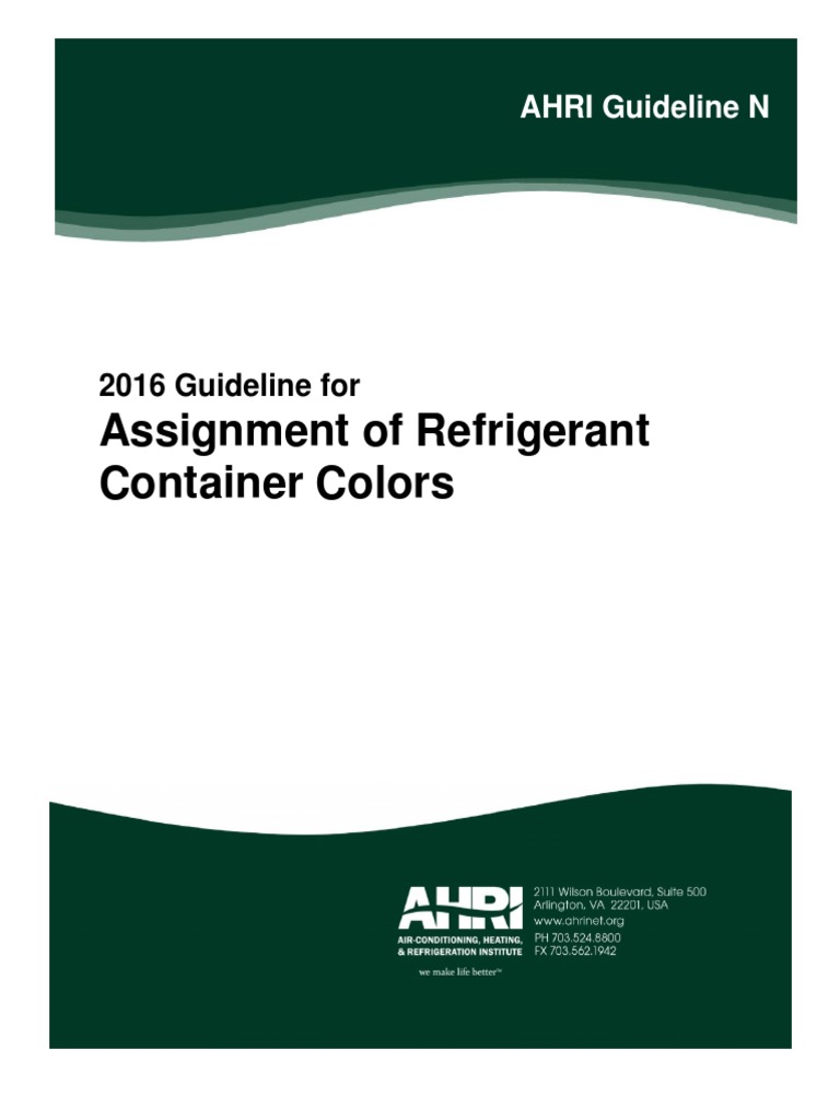 Assignment of Refrigerant Container Colors: 2016 Guideline For | PDF ...