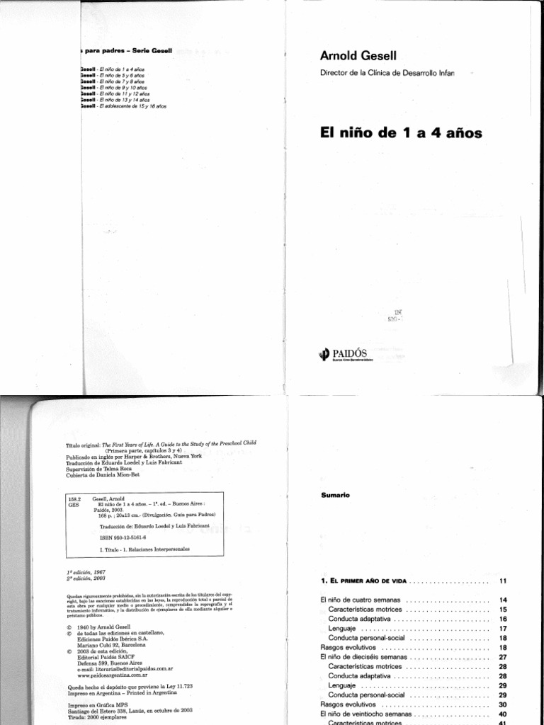 Gesell, Arnold. El Niño de 1 A 4 Años-Cap1y2 PDF | PDF