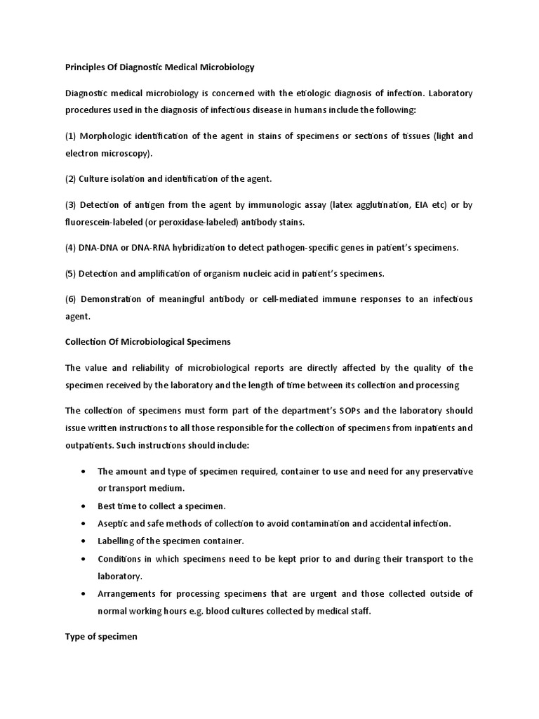 Principles of Diagnostic Medical Microbiology | PDF | Medical ...