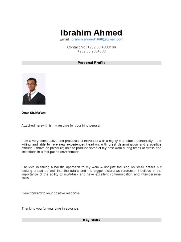 Ibrahim Ahmed: Email: Contact No.:+252 63 4330166 +252 65 9384830 | PDF ...