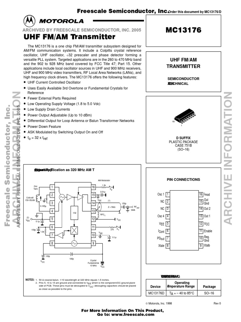 Archived by Freescale Semiconductor, Inc. 2005 | PDF | Detector (Radio ...
