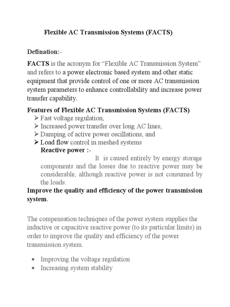 Flexible AC Transmission Systems | PDF | Electric Power Transmission ...