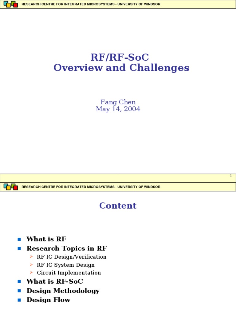 Rf/Rf-Soc Overview and Challenges: Fang Chen May 14, 2004 | PDF ...