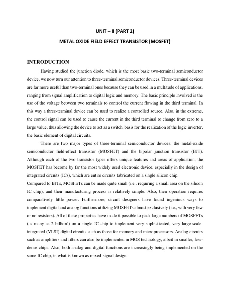 UNIT II (Part 2) PDF | PDF | Field Effect Transistor | Transistor UNIT II (Part 2) PDF | PDF | Field Effect Transistor | Transistor