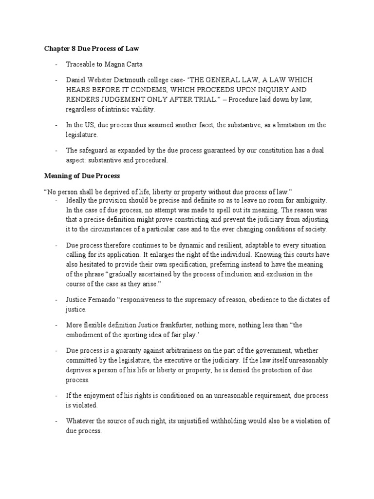 Chapter 8 Due Process of Law | PDF | Due Process | Due Process Clause