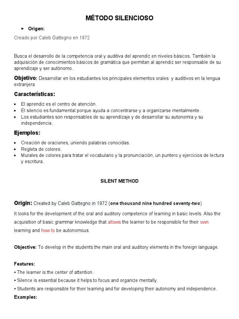 Silent Method | PDF | Cognición | Aprendizaje