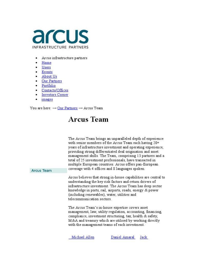 Arcus Infrastructure Partners | PDF | Infrastructure | Mergers And ...