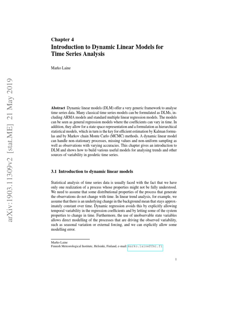 Dynamic Linear Models | PDF | Kalman Filter | Time Series