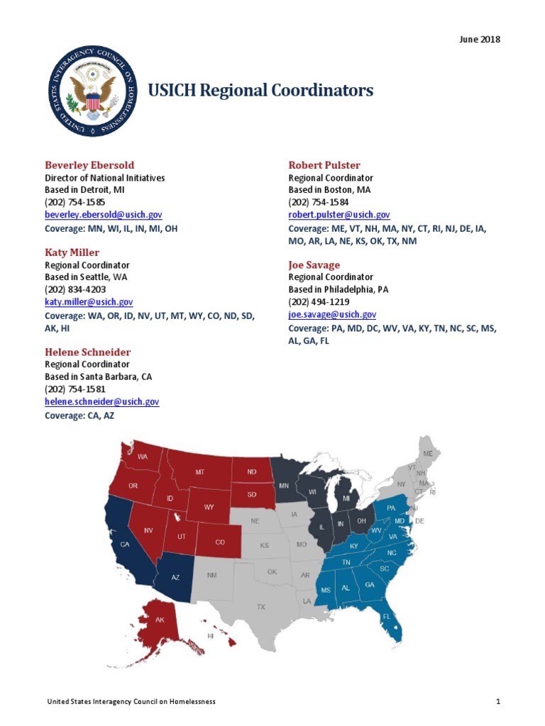 USICH Regional Coordinators 2018 PDF | PDF