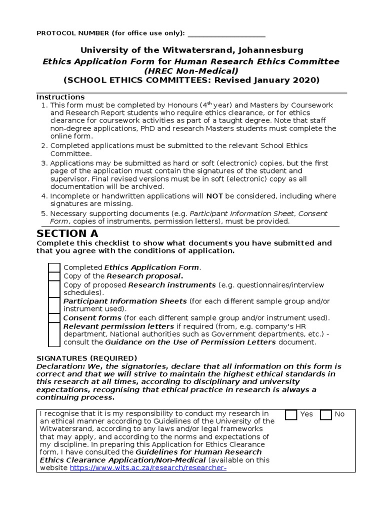 Ethics Application Form | PDF | Informed Consent | Consent