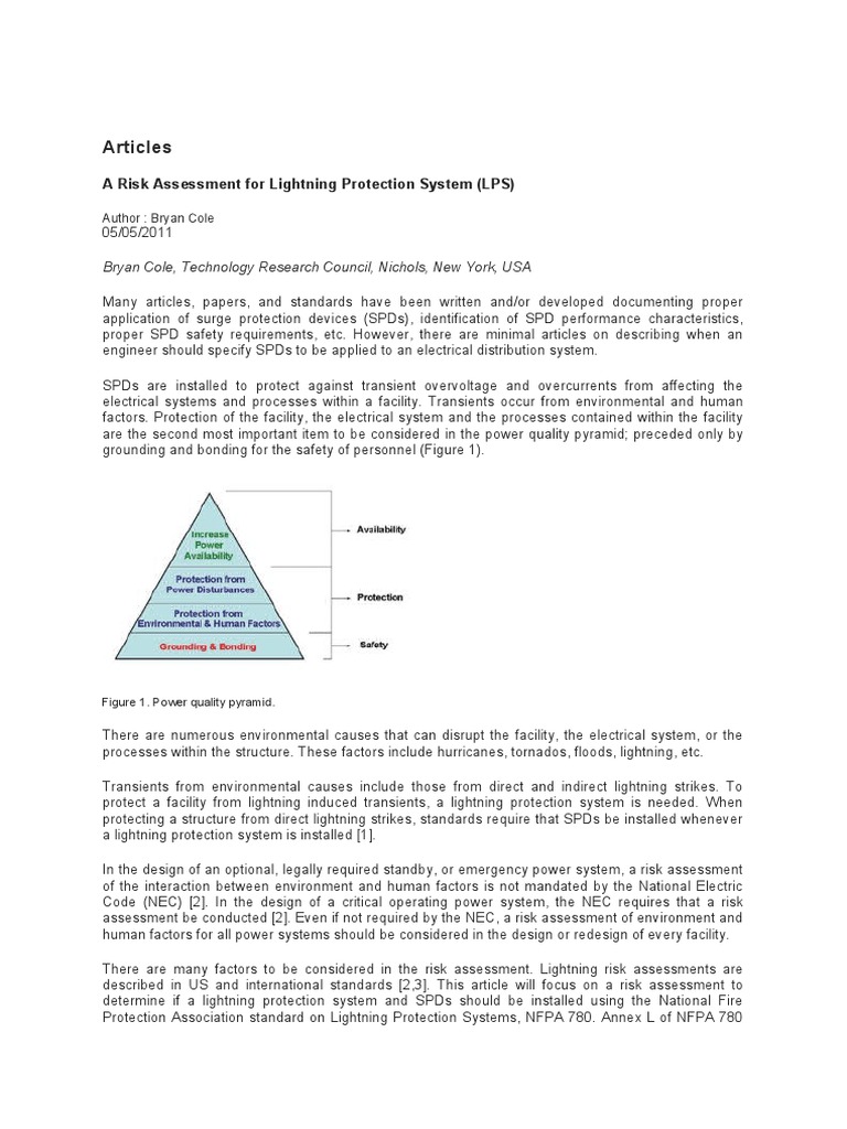 Articles: A Risk Assessment For Lightning Protection System (LPS) | PDF ...