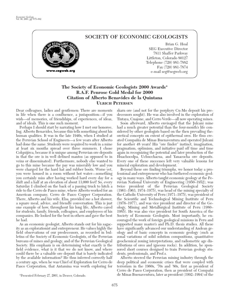Society of Economic Geologists | PDF | Mining | Geology
