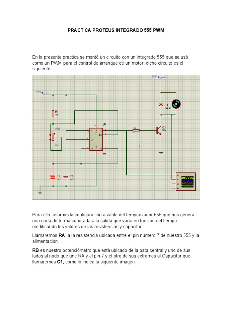 Practica Proteus Integrado 555 PWM | PDF | Condensador | Resistencia Eléctrica y Conductancia