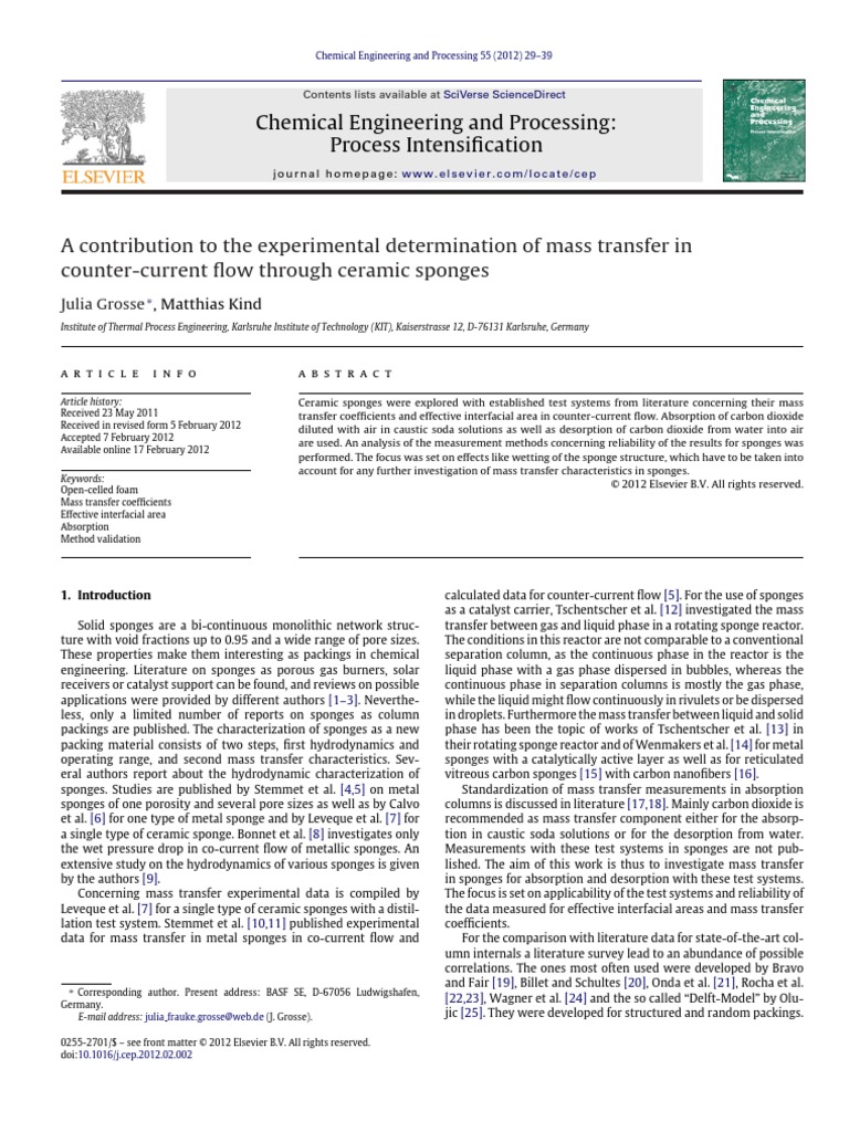 Chemical Engineering and Processing: Process Intensification | PDF | Gases | Chemical Equilibrium