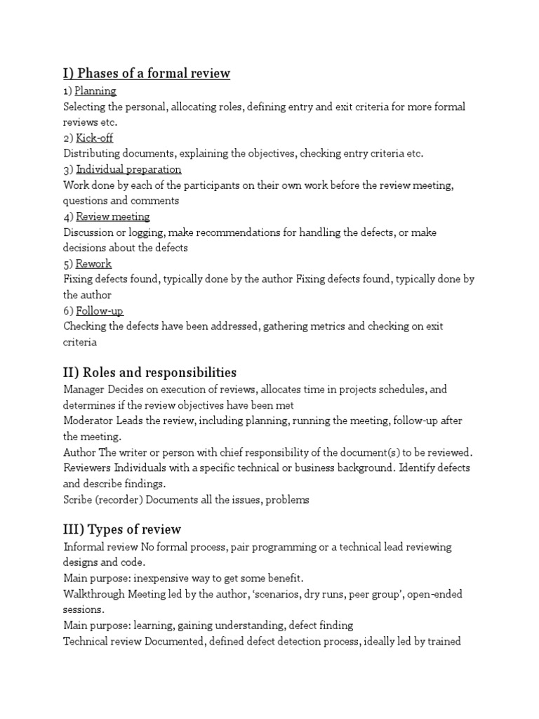 Phases of A Formal Review | PDF | Risk | Specification (Technical Standard)