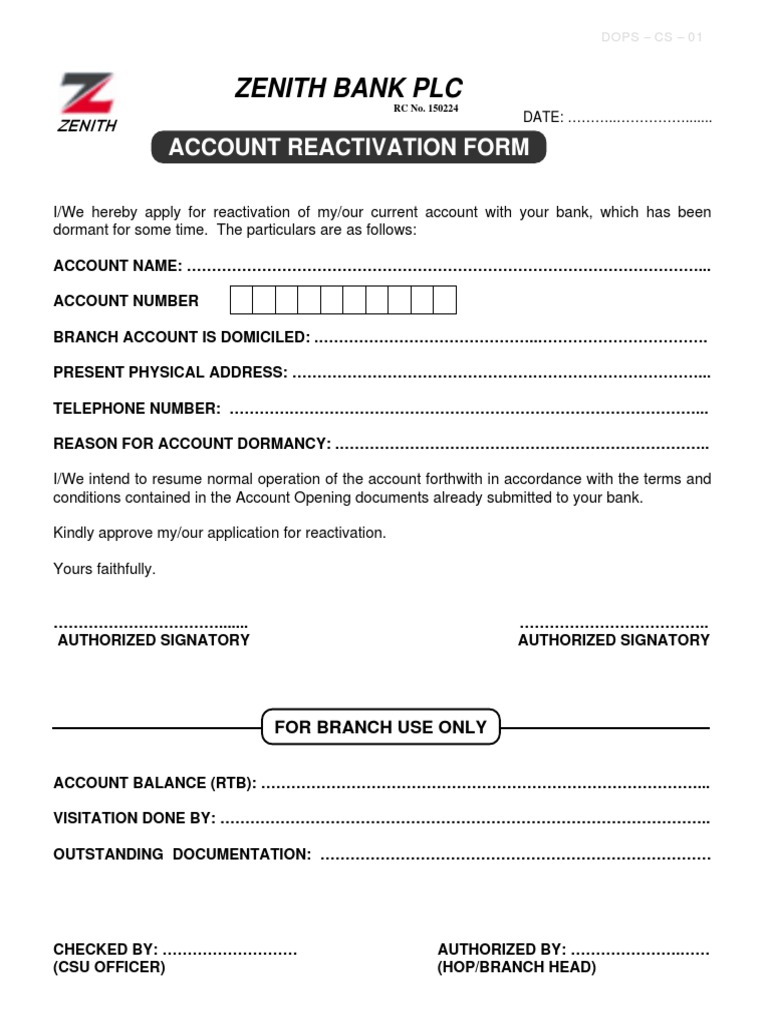 Account Re Activation Form PDF | PDF