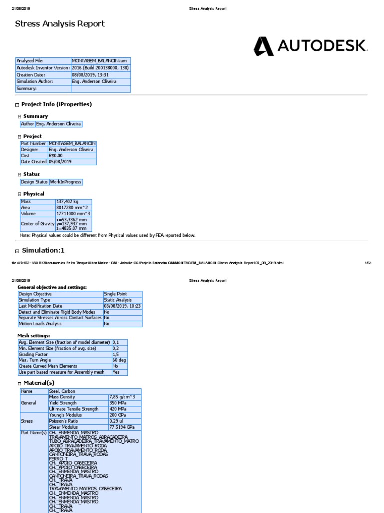Stress Analysis Report PDF | PDF | Strength Of Materials | Young's Modulus