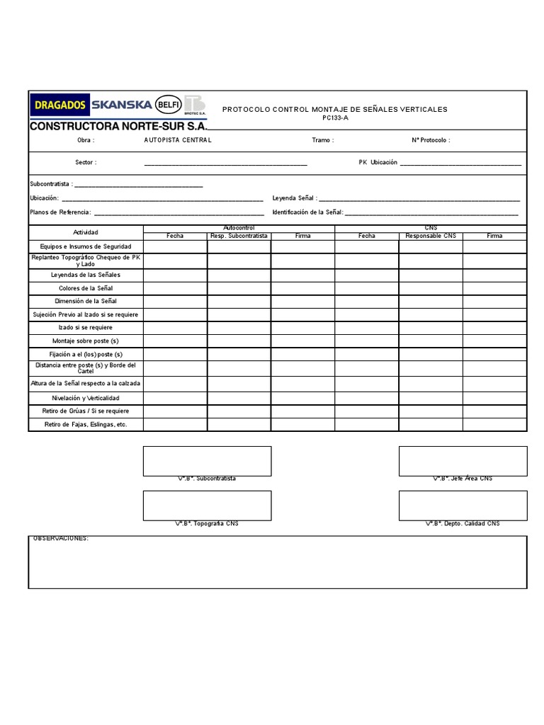 PC133-A Control Montaje de Señales Verticales | PDF