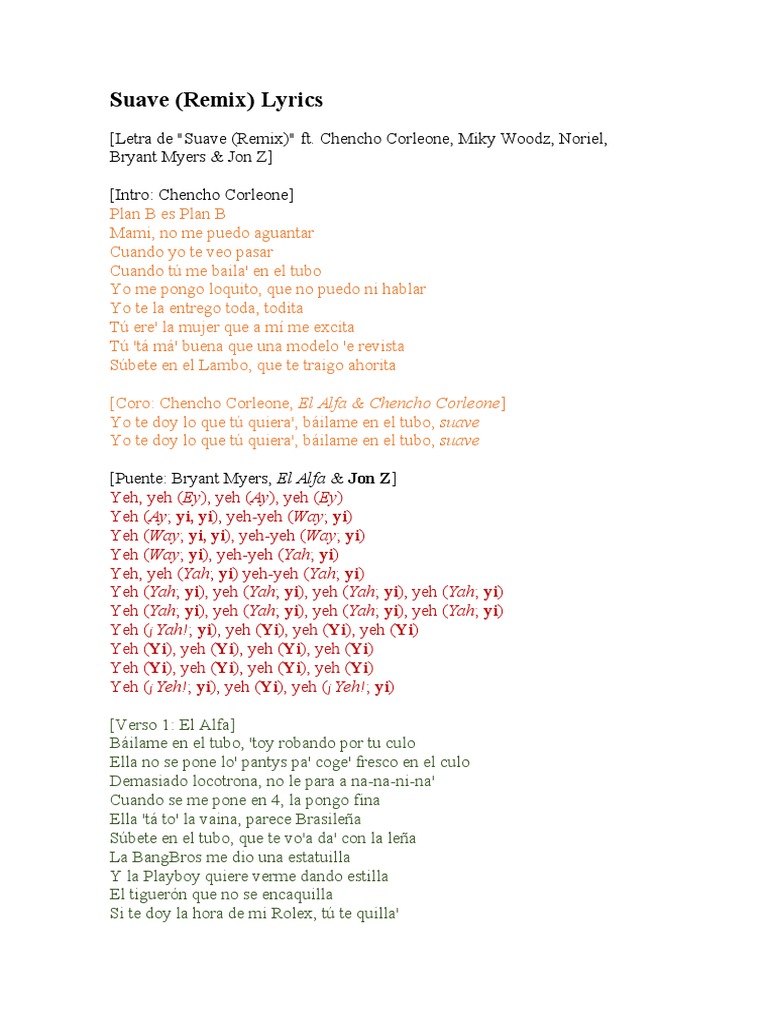 Suave Remix | PDF | Entretenimiento (general)