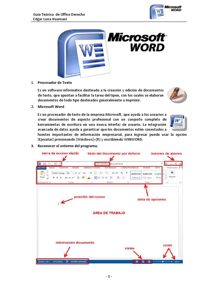01 Elementos de Microsoft Word PDF | PDF | Microsoft | Usuario ...