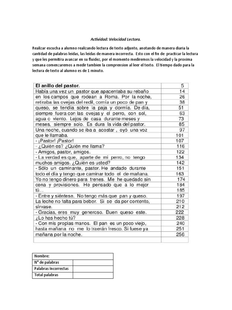 Velocidad Lectora Pdf