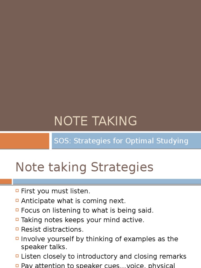 Note Taking Skills | PDF | Neuropsychology | Human Communication
