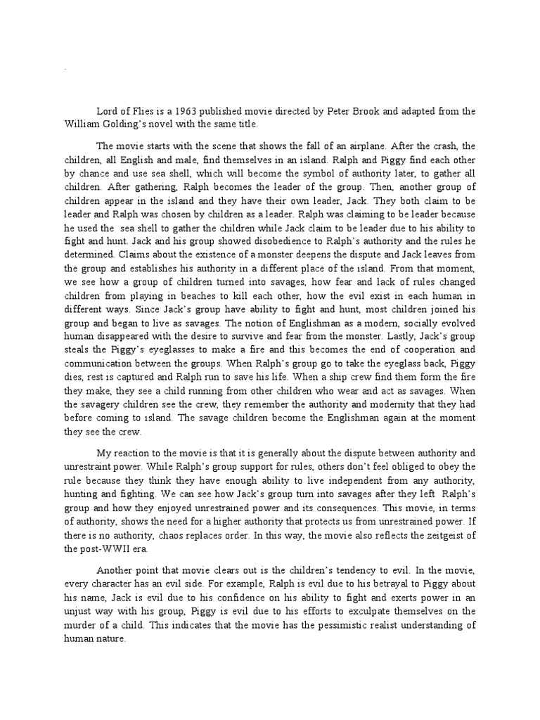 "Lord of the Flies: Authority vs. Savagery" | PDF | Human Nature
