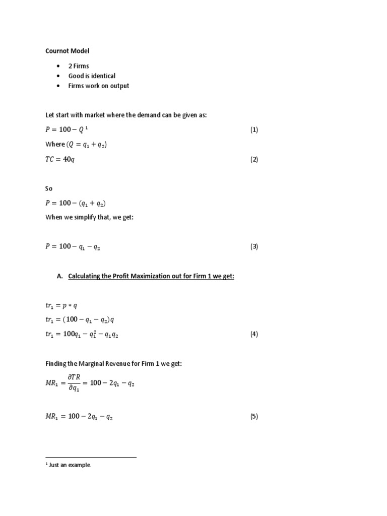Cournot Model | PDF | Profit (Economics) | Business Economics