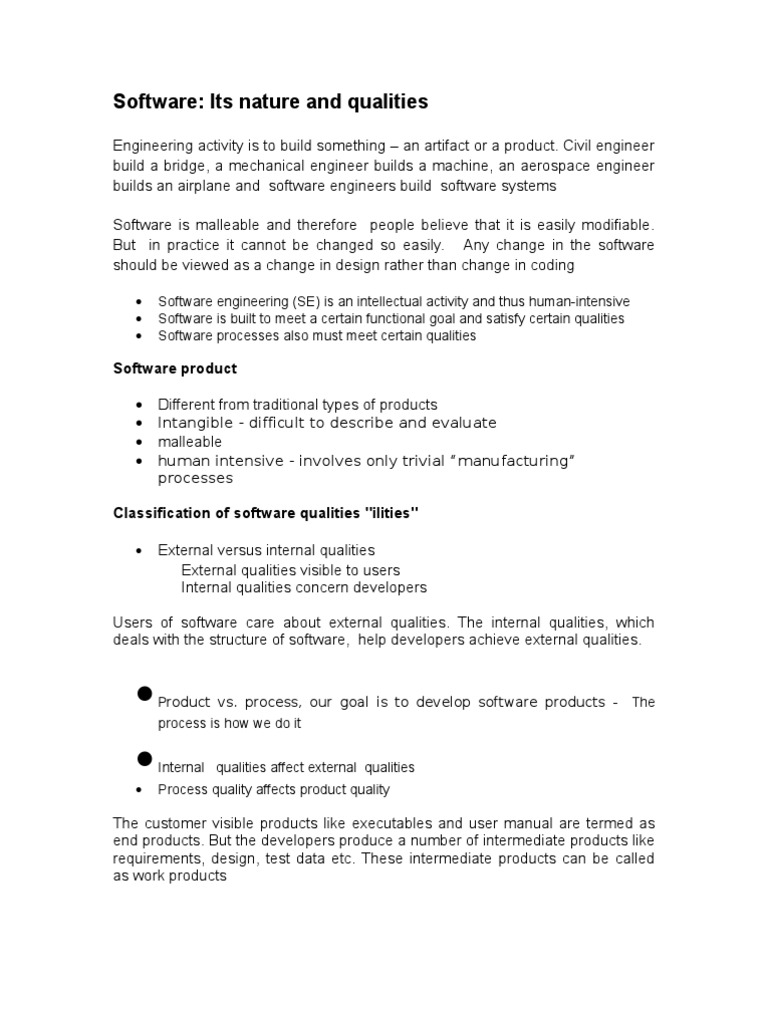 Software: Its Nature and Qualities | PDF | Usability | Reliability Engineering