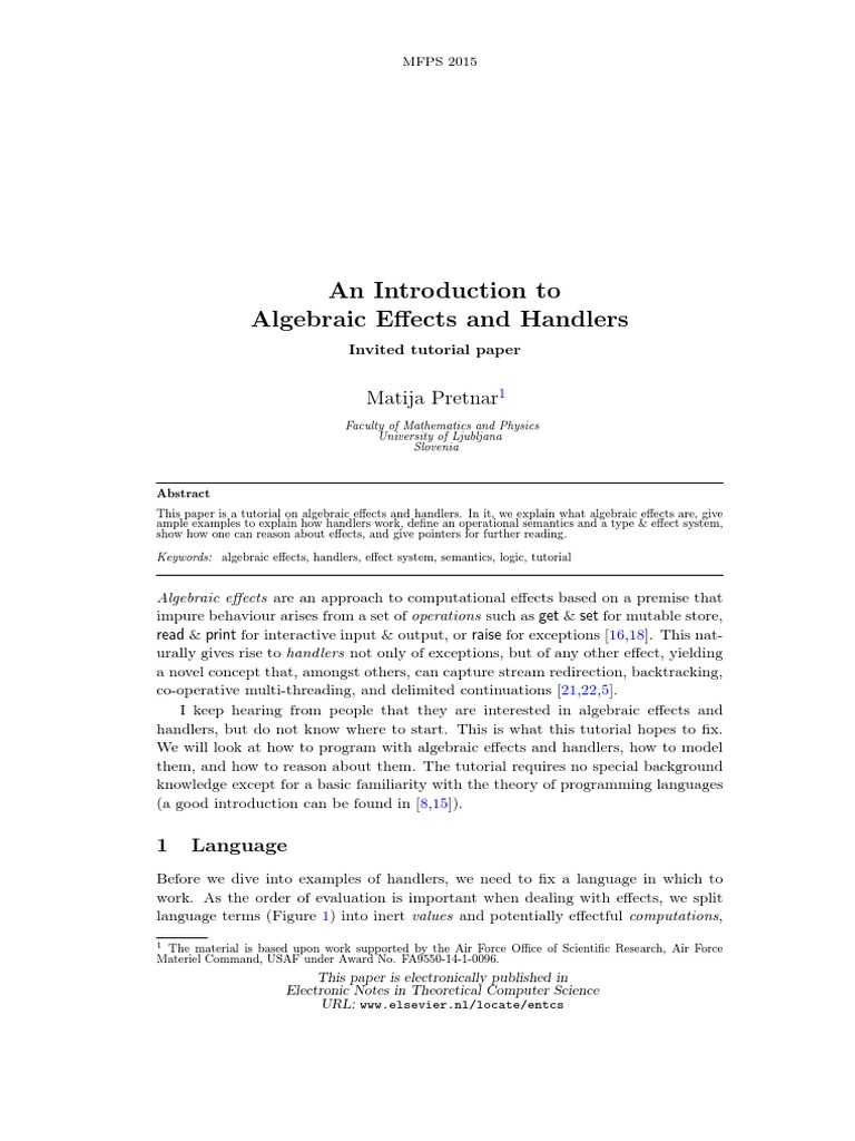 Algebraic Effects Eff-Lang | PDF | Parameter (Computer Programming ...