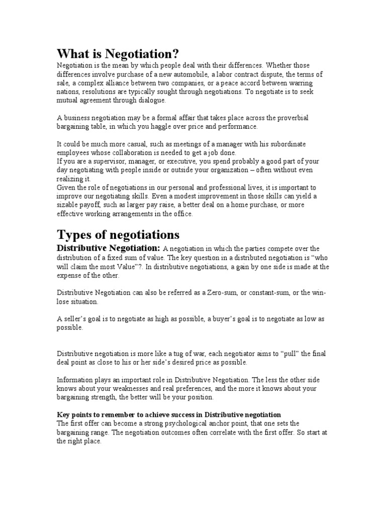 What Is Negotiation | PDF | Negotiation | Bargaining