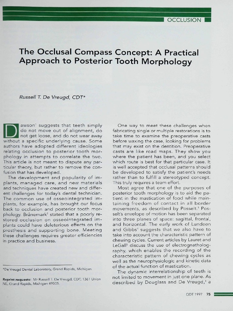 Occlusal Compass Concept: A Practical Approach | PDF | Mouth | Dentistry
