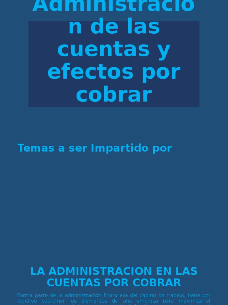 Administración De Las Cuentas Y Efectos Por Cobrar Pdf Interés