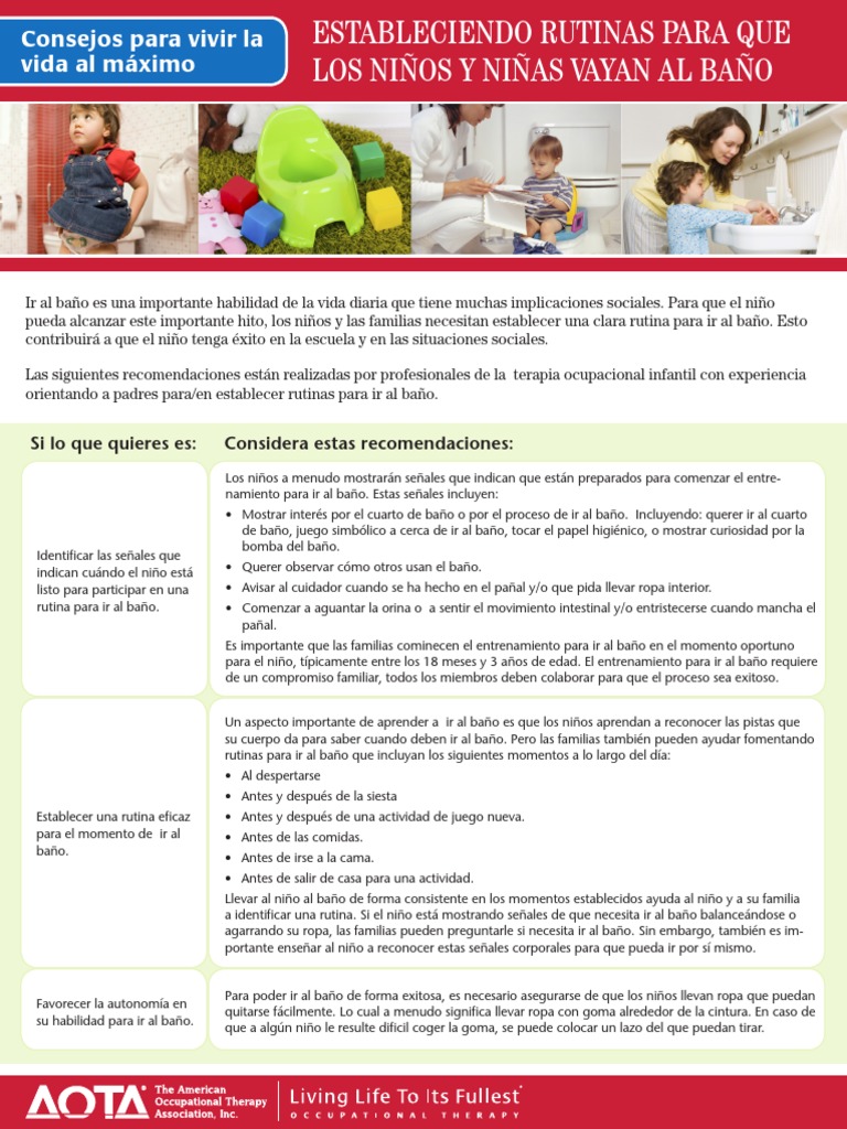 Toileting Routines For Children Spanish PDF | PDF | Baño | Terapia ...