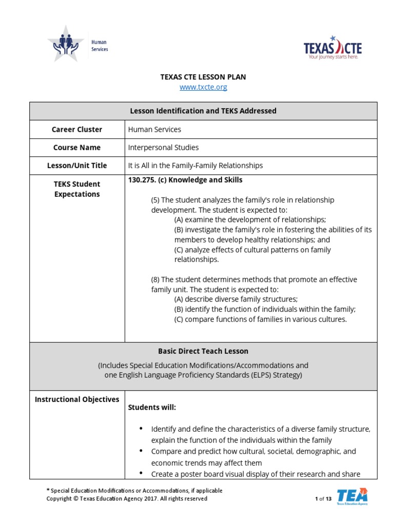 Lesson Plan-It Is All in The Family-Family Relationships - 0 | PDF ...