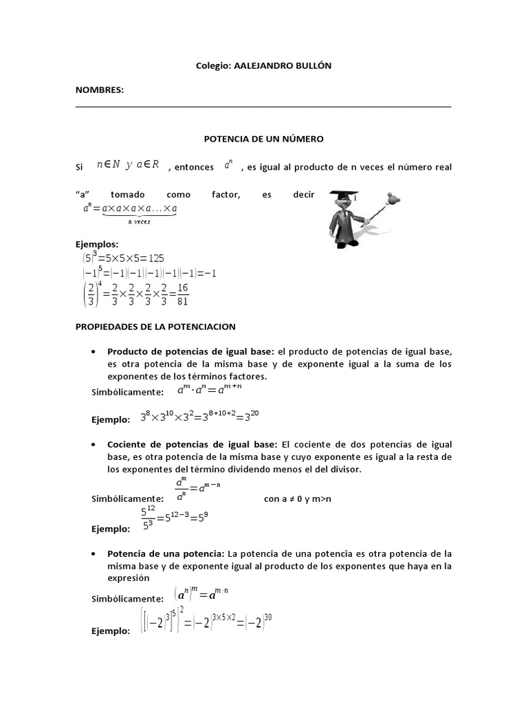 1 6 Practica de Exponentes | PDF | Exponenciación | División (Matemáticas)