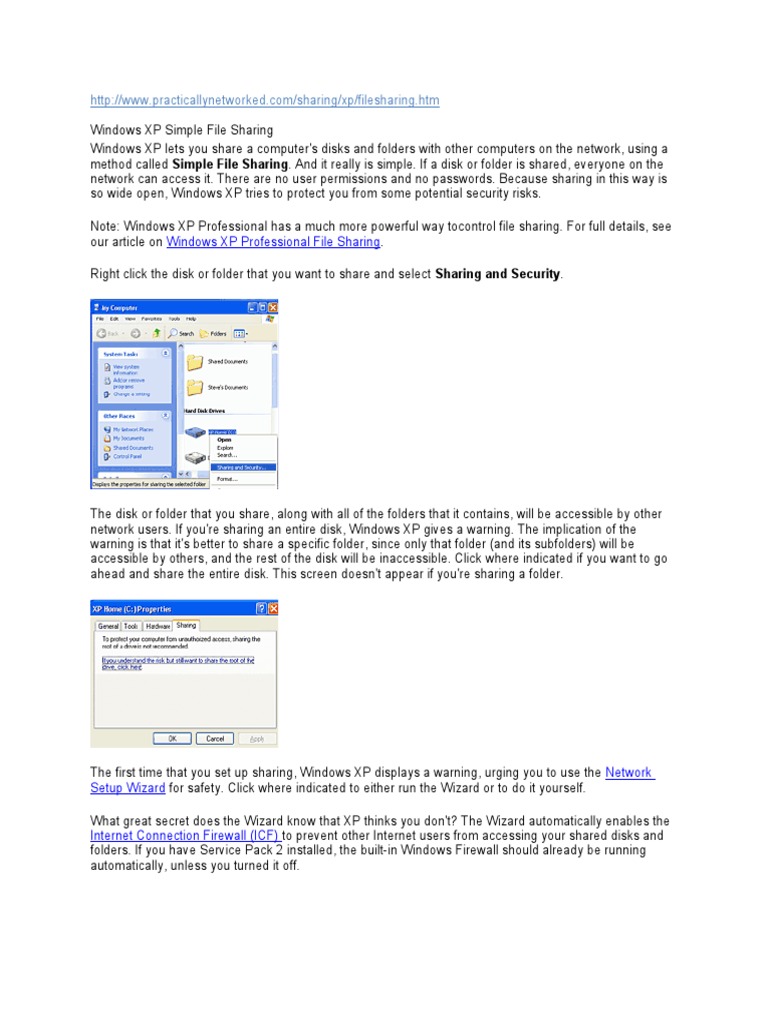 Windows XP File Sharing Guide | PDF | Computer File | Windows Xp