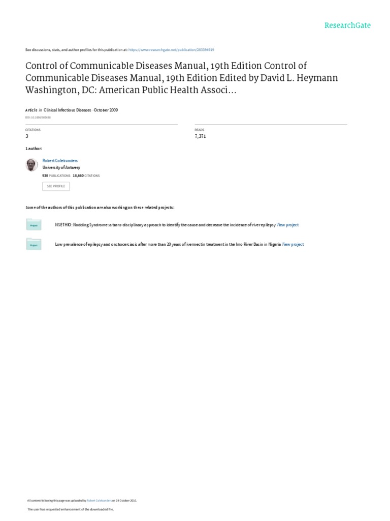 Control of Communicable Diseases Manual | PDF | Infection | Influenza