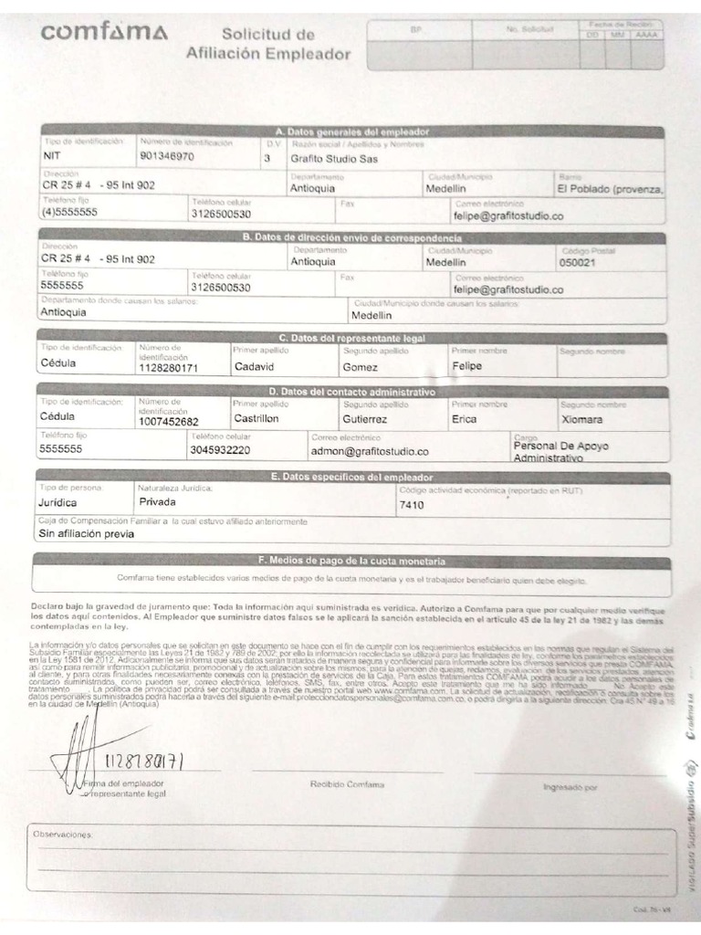 Formulario Comfama PDF | PDF