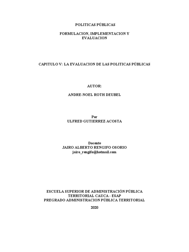 Politicas Públicas Andre Roth | PDF | Evaluación | Democracia