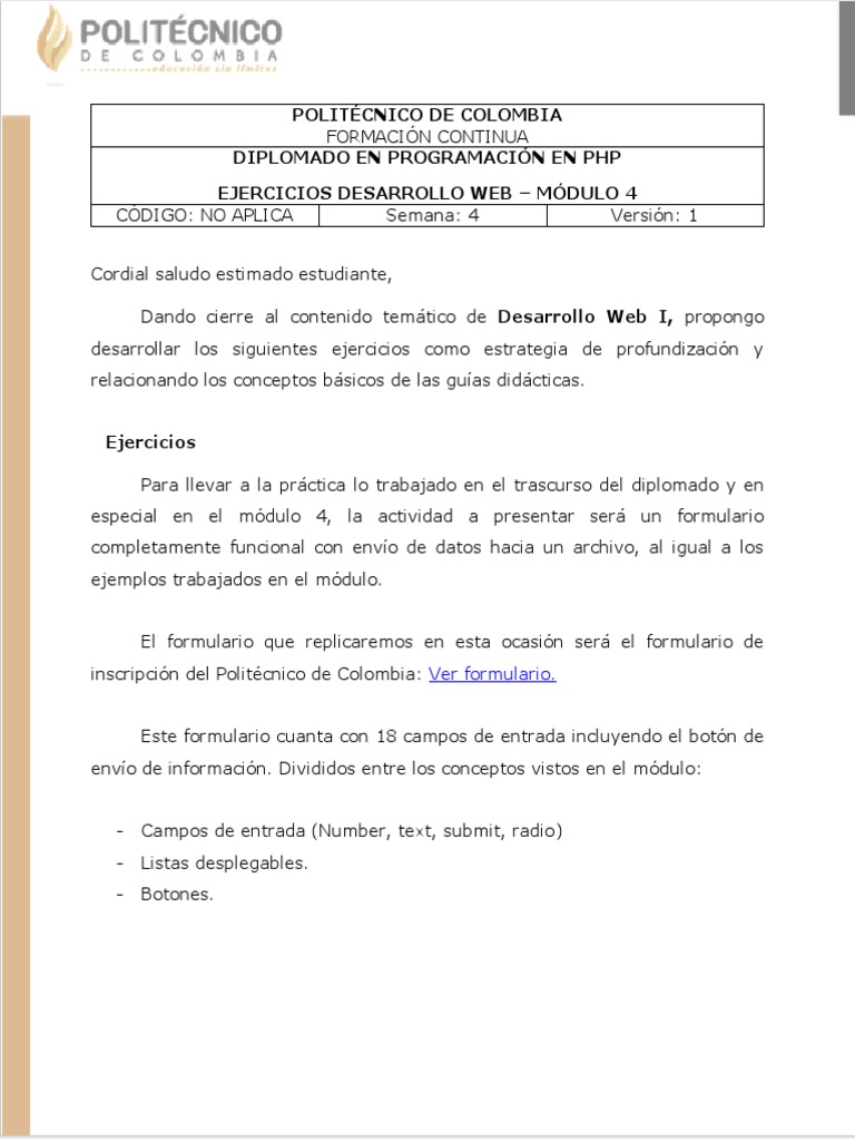 Ejercicios Web: Formulario PHP | PDF | Php | Informática