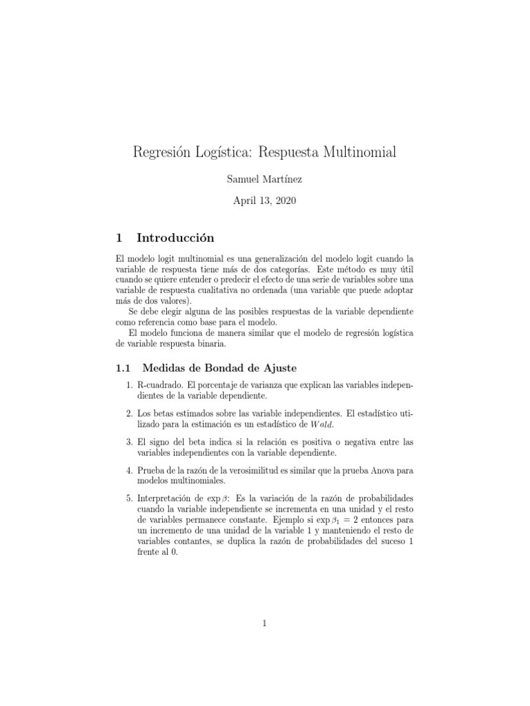 Regresi N Logistica Multinomial | PDF | Regresión logística | Modelado científico