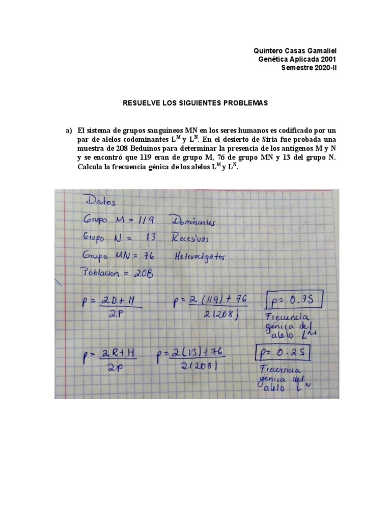 2da. Serie de Prob. Genética de Poblaciones | PDF