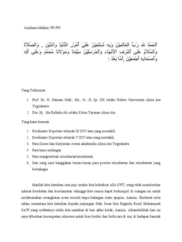 Naskah Pidato Wisudawan | PDF