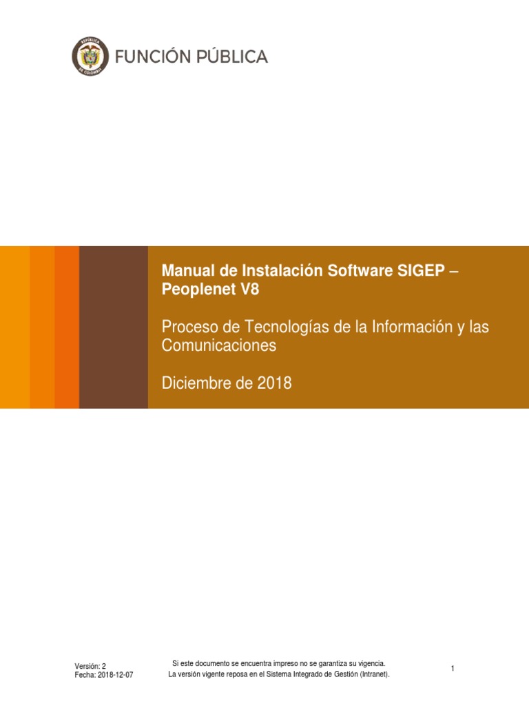 Instalación de SIGEP Peoplenet V8 | PDF | Software | Tecnología digital